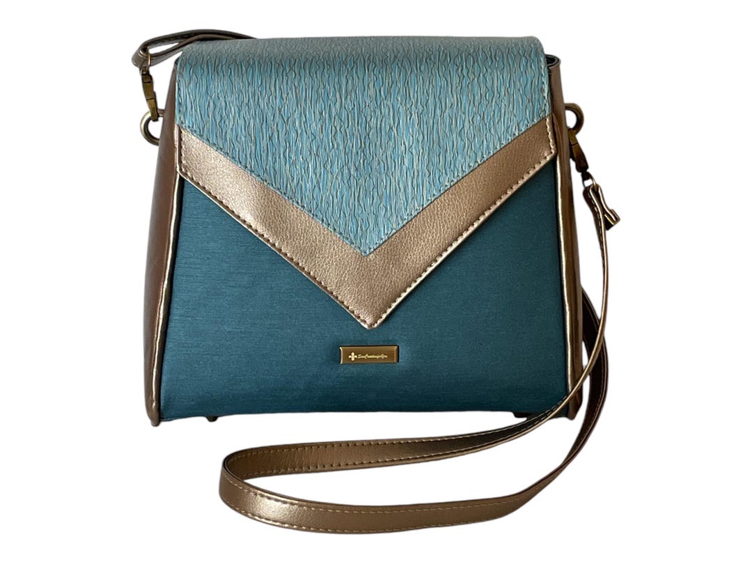 Faux Leather Purse, Faux Leather Shoulder Bag, Teal Bronze Purse ...