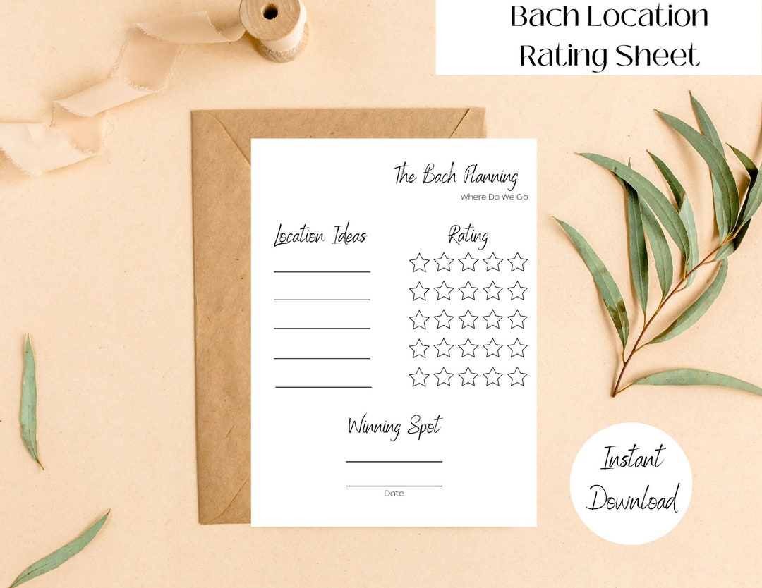 Bach Planning Rating Sheet - Etsy