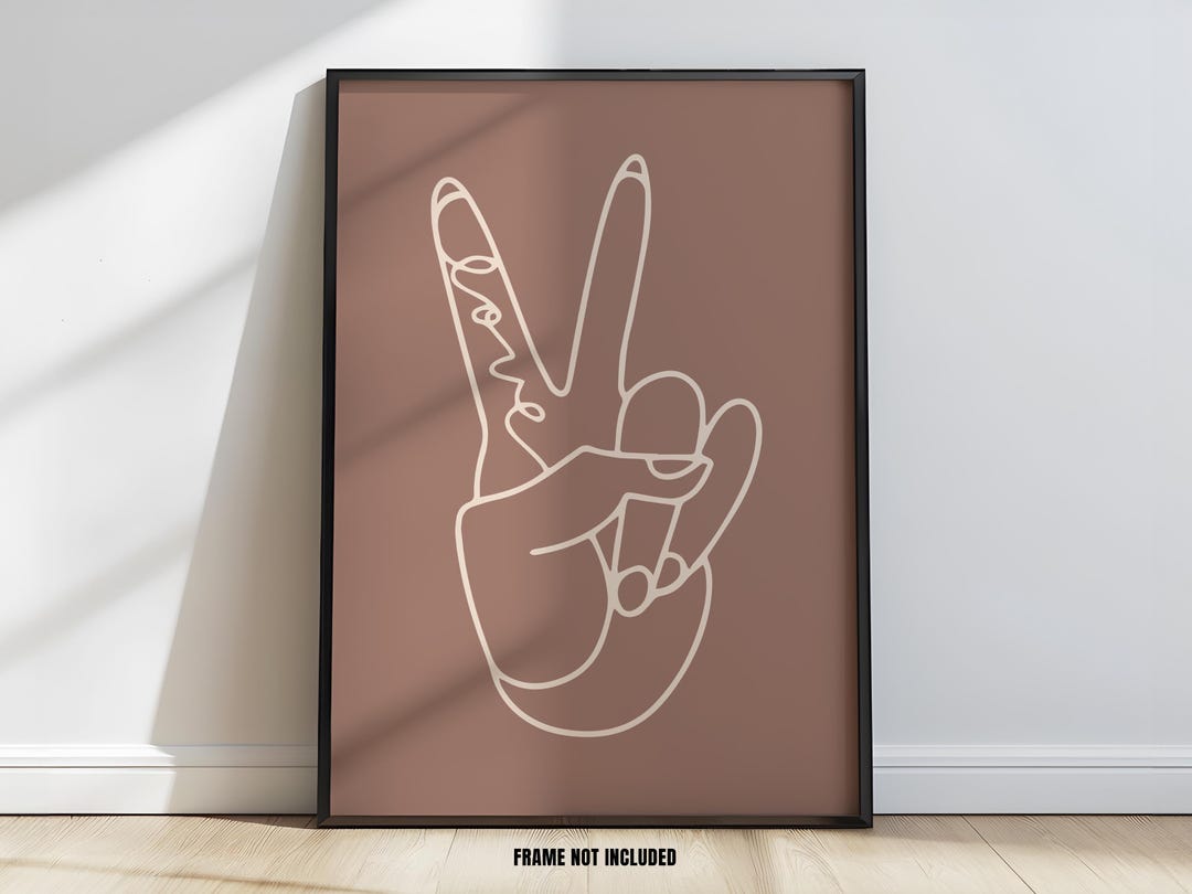 One Piece Poster Peace Hand Sign Love Line Drawing | Boho Wall Art ...