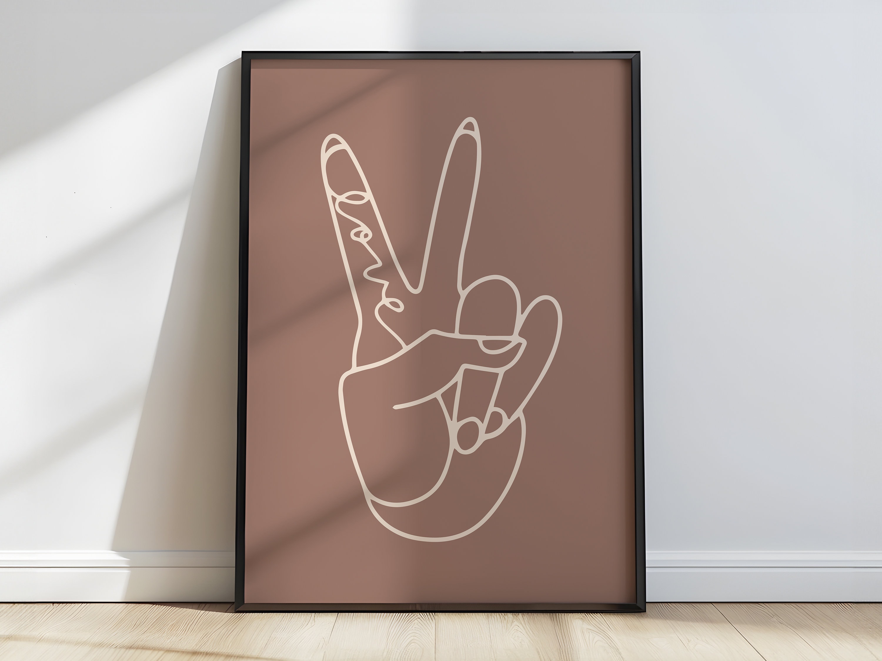 One Piece Poster Peace Hand Sign Love Line Drawing Boho Wall Art, Best ...