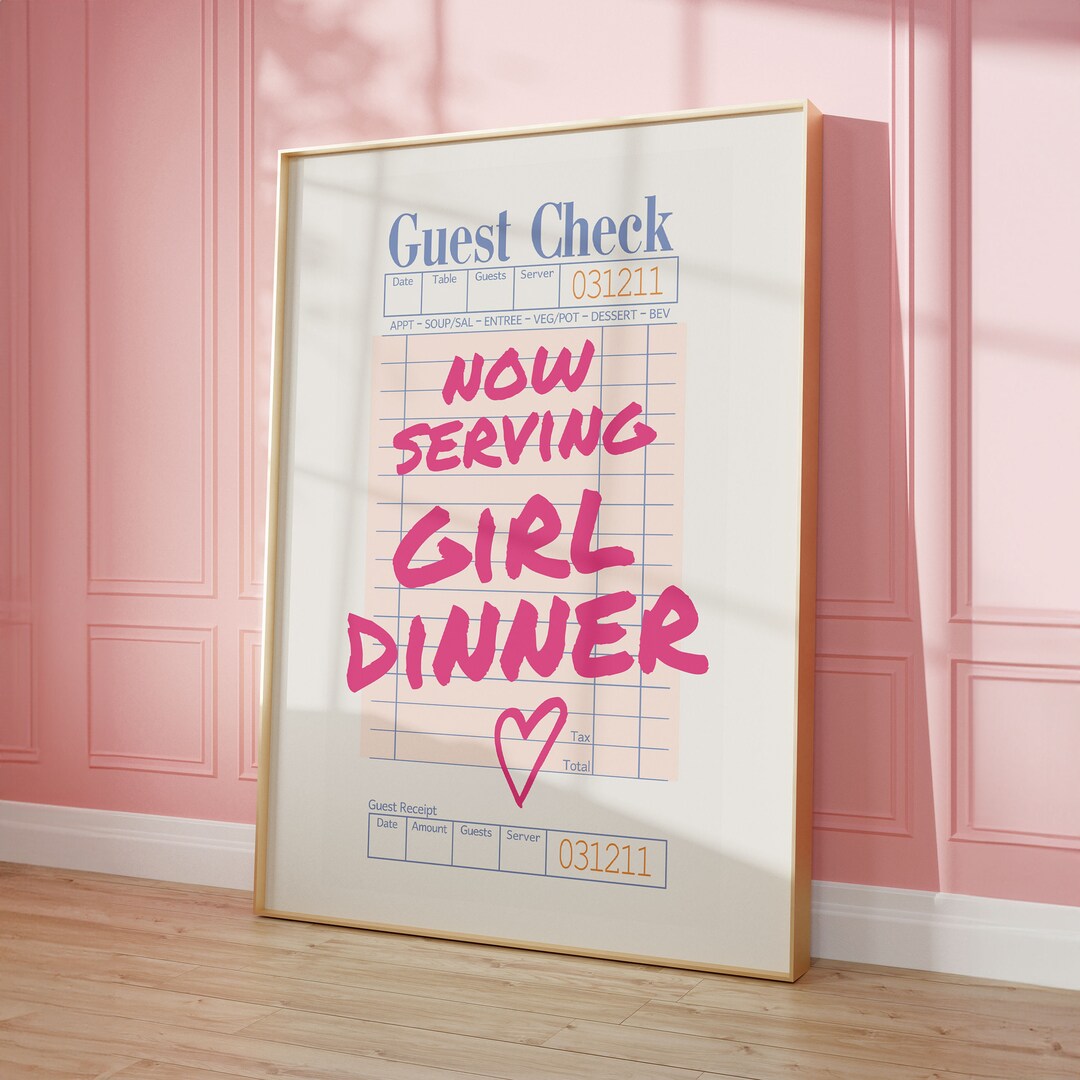 PRINTABLE Wall Art Guest Check Print, Coquette Room Decor, Kitchen Art ...