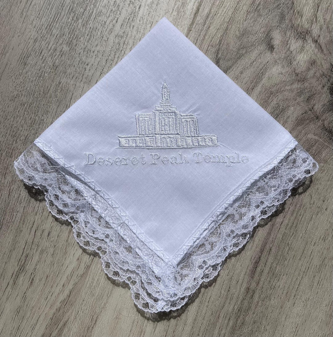 Embroidered LDS Temple Handkerchief With Personalized Text - Etsy