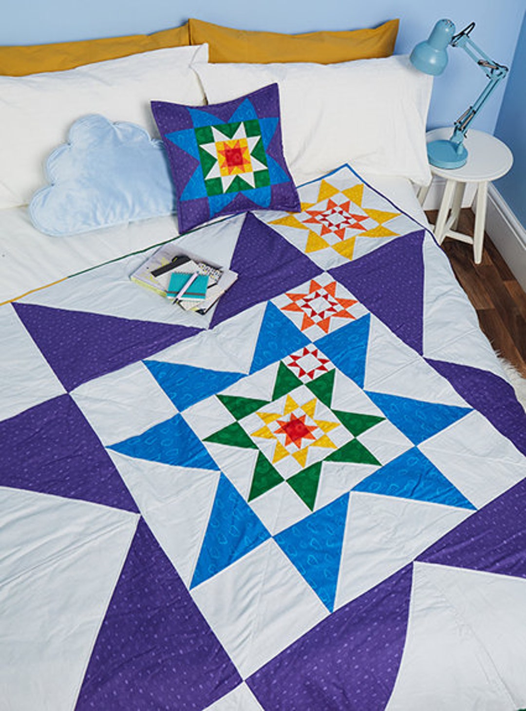 Rainbow Starburst Patchwork Quilt Pattern Instructions Digital Pdf ...