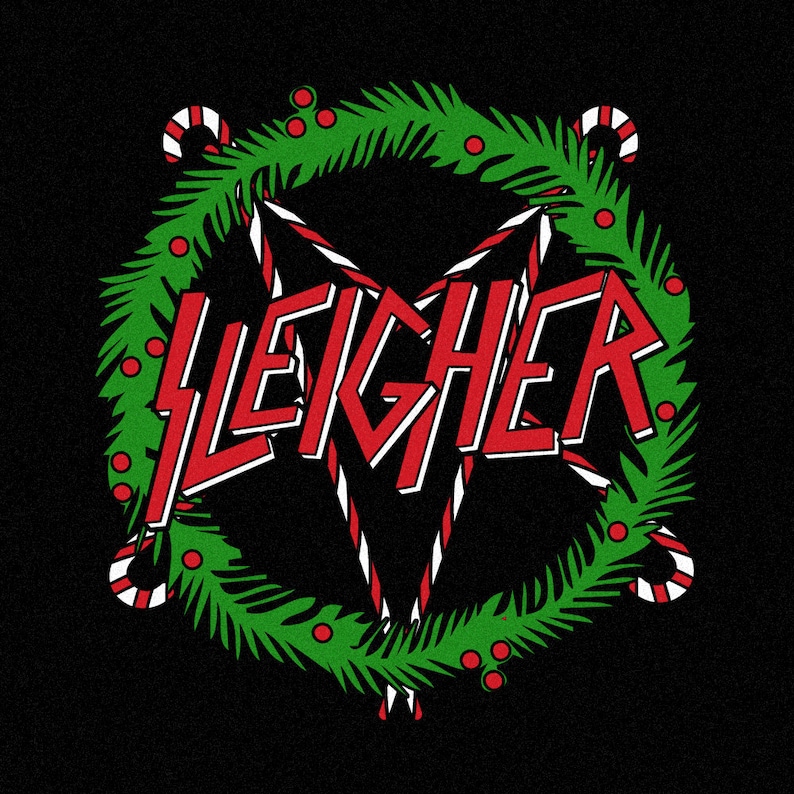 SLEIGHER Holiday Christmas Metal Slayer Screenprinted - Etsy