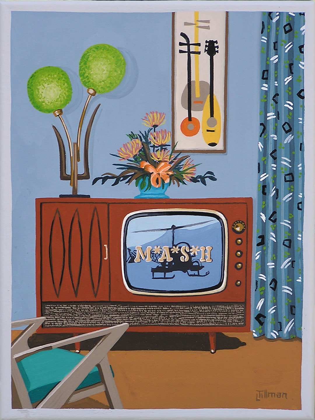 Retro Television Print Popular Mid Century TV Series Mash Modern Decor ...