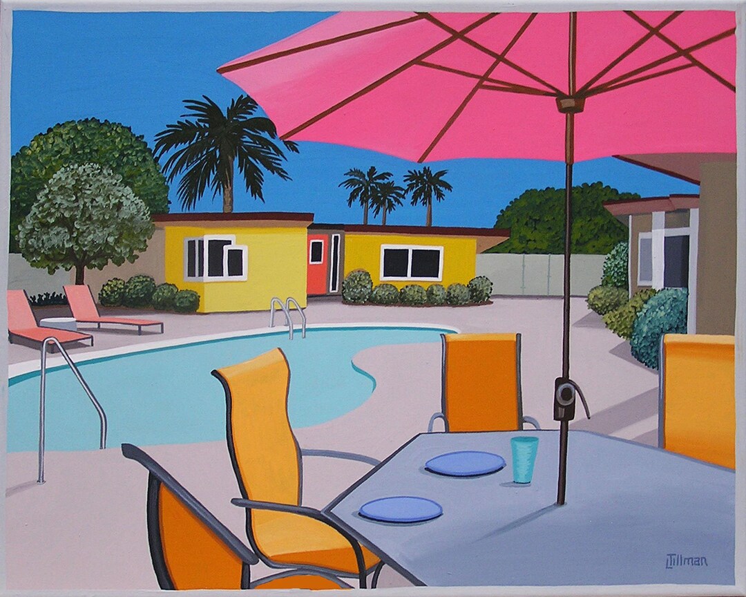 Summer Patio Print Mid Century Modern Limited Edition Print Sunshine ...