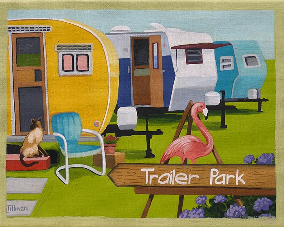 Trailer Park Print Mid Century Modern Limited Edition Print Trailers ...