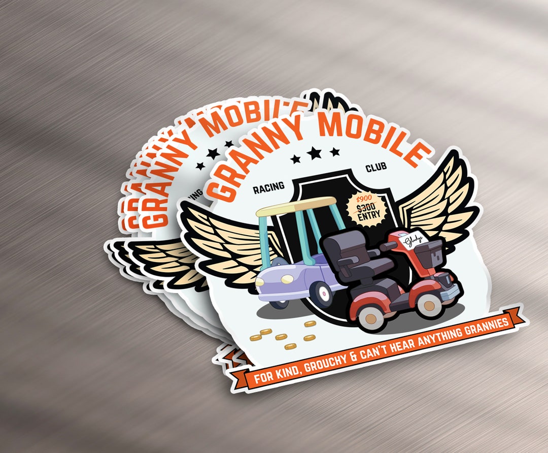 Granny Mobile Racing (bluey) | Sticker - Etsy