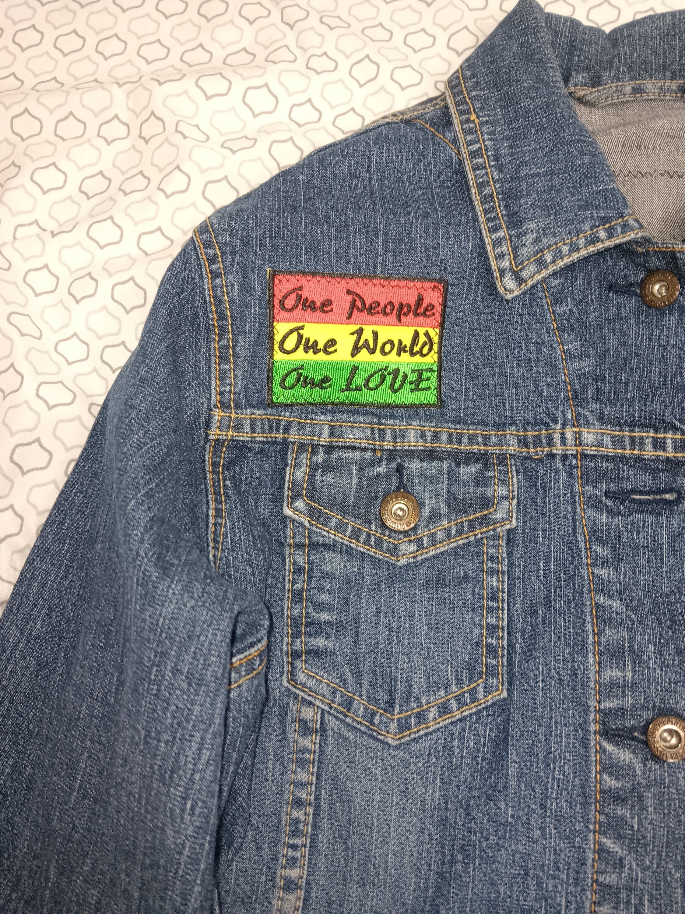 Bob Marley Denim Jacket, Bob Marley Vintage, Rasta Style Jacket, One ...