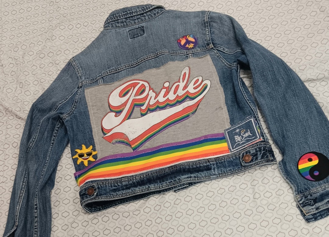 Pride Jean Jacket, LGBT Plus, Rainbow Design, Vintage Denim Jacket ...