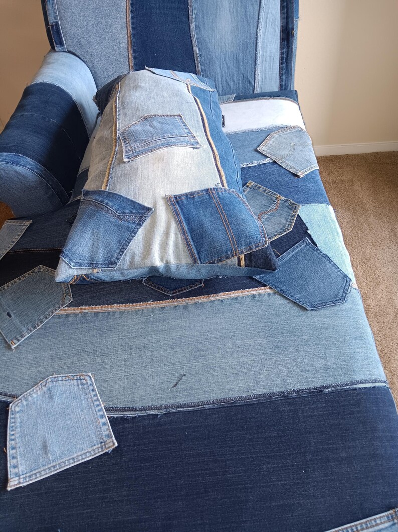 Patchwork Denim Chase Lounge, Upcycled Furniture, Recycled Denim Sofa ...