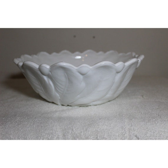 Vintage Indiana White Milk Glass Wild Rose Floral Pattern - Etsy