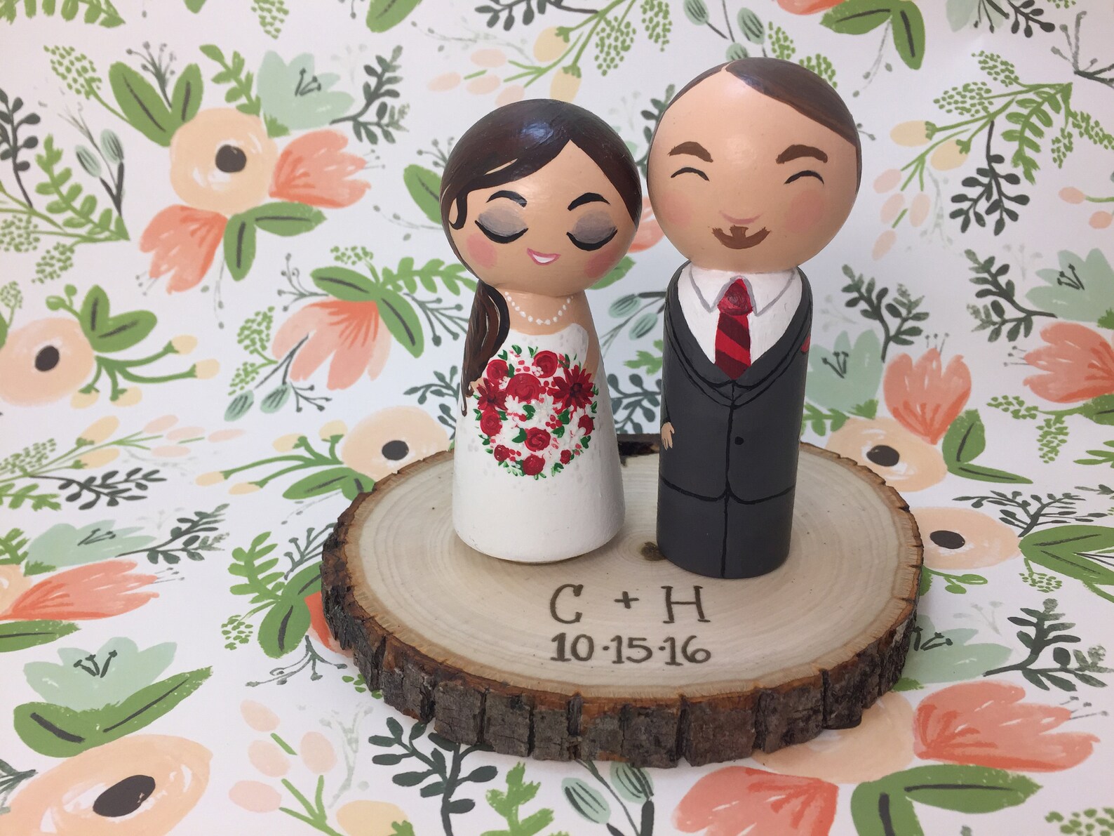 Custom Handmade Wedding Cake Topper and Keepsake - Hand Painted With ...