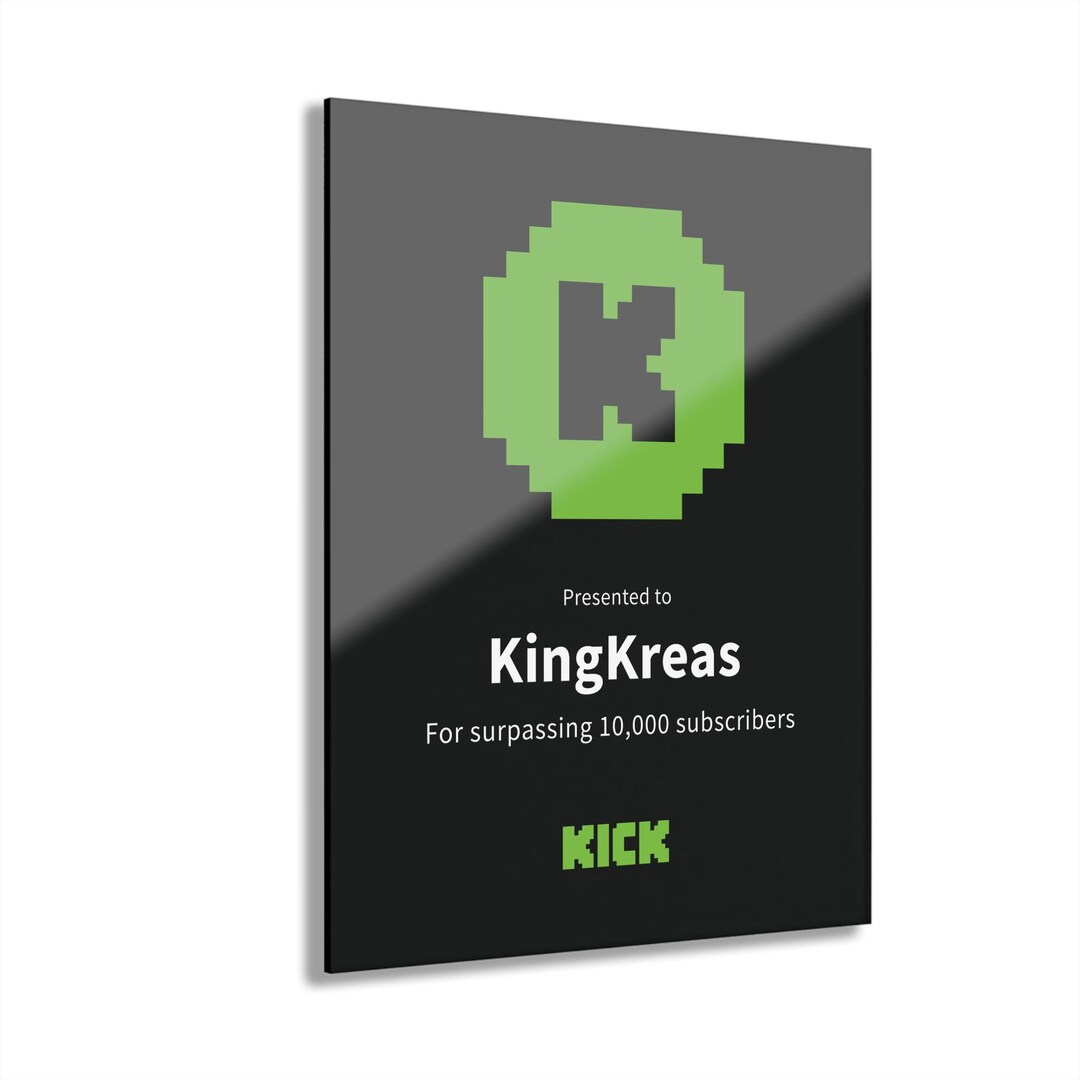 Custom Kick Award 11x14in Plaque - Kick Streaming Award - Personalized ...