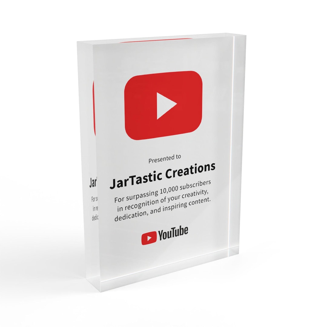 Custom Youtube Creator Award Photo Block - Personalized Milestone Gift ...