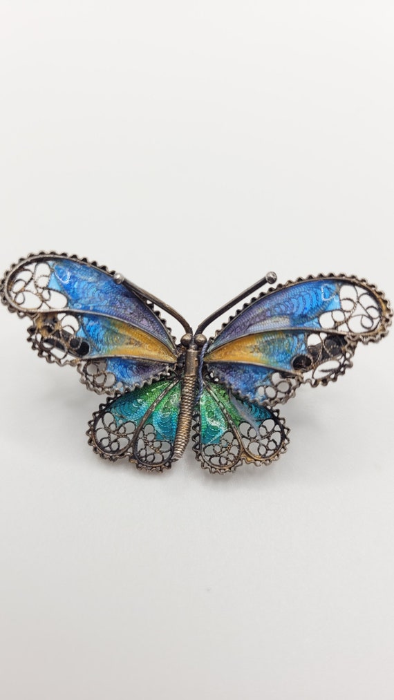 Vintage 800 Silver Filigree Brooch, Camelia Flower Pi… - Gem