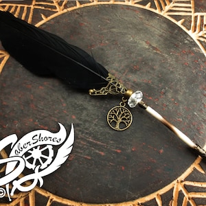 Hand-crafted STEAMPUNK Quill Pen BLACK Ink Dip Porcupine Quill Feather ...