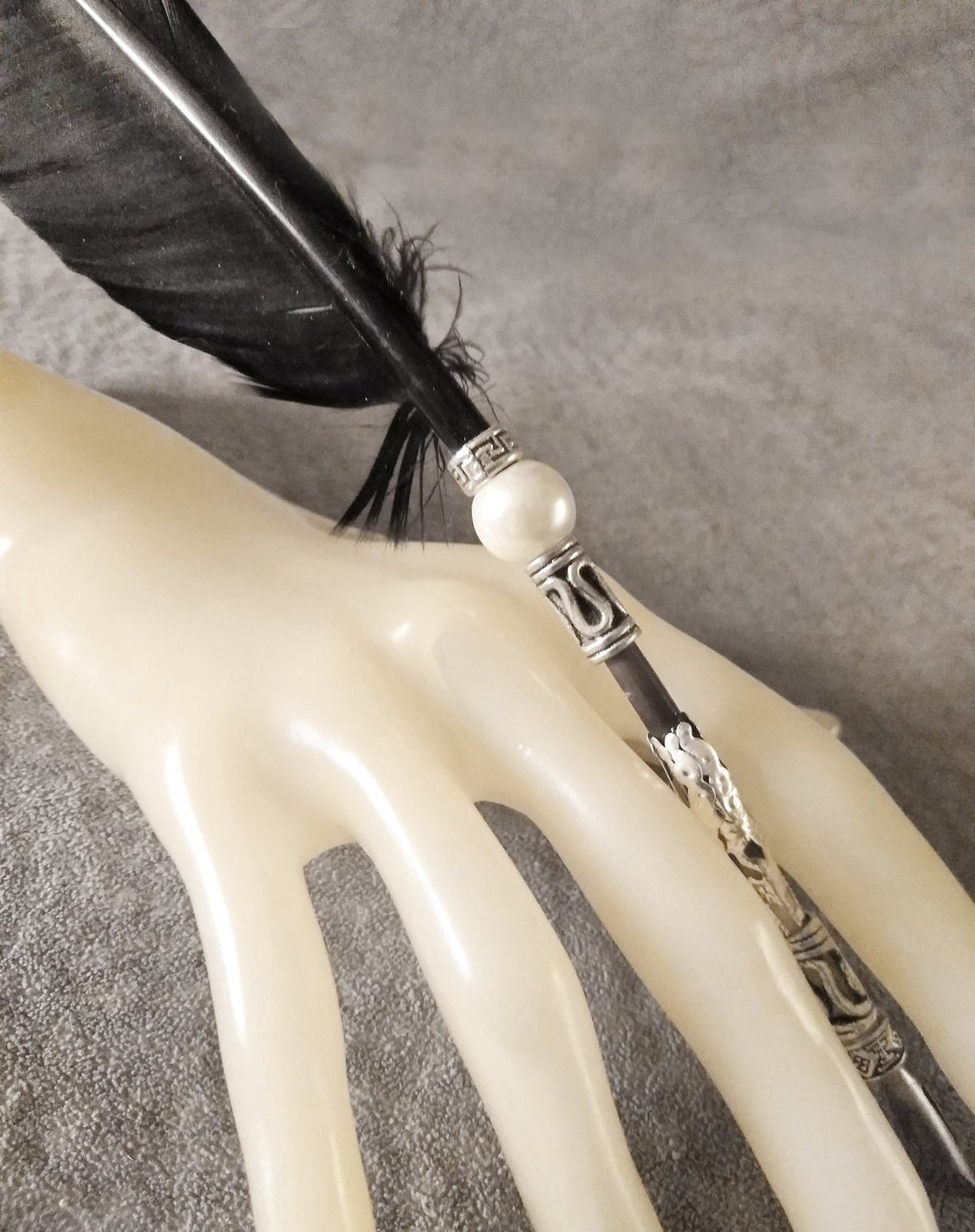 RAVENS' Wing PEARL Feather Ink Dip Pen Metal Nib Porcupine Quill ...