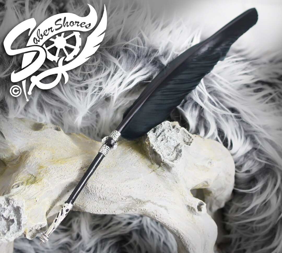 Feather Quill Ball Point PEN Ravens Wing FACETED CRYSTAL Guestbook - Etsy