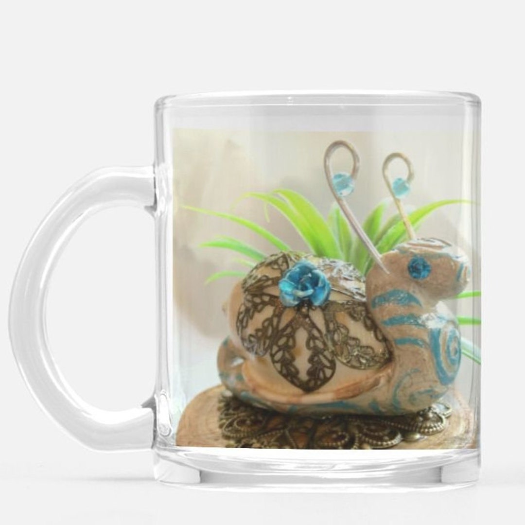 DREAMER MUGS Snail Art Sculpture Mug Glass Flower Art Cup - Etsy