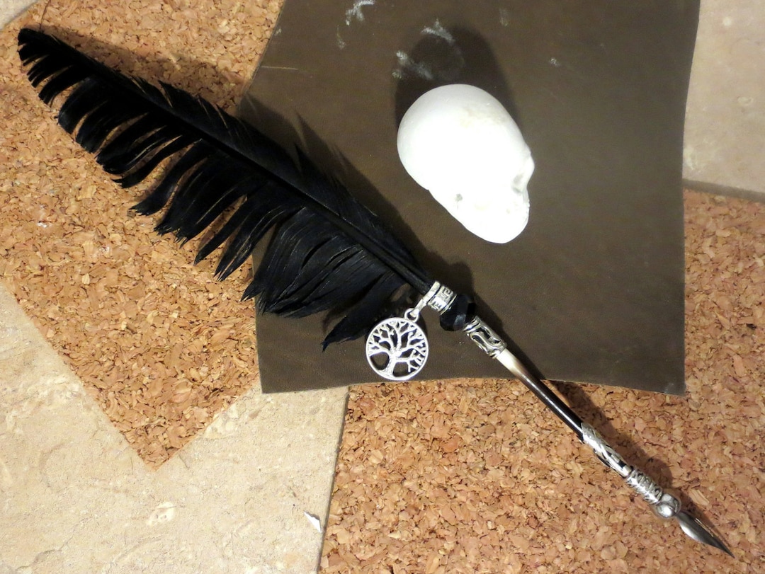 ARTISAN Hand-made Quill Pen Raven's Wing Ink Dip Porcupine Quill ...