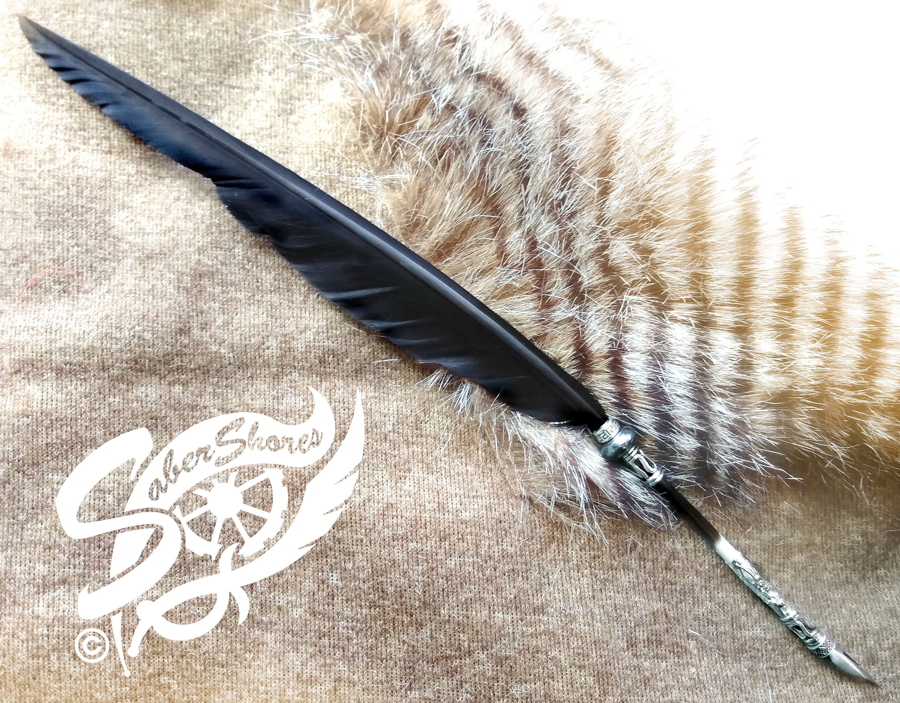 HAND-MADE Quill Pen Raven's Wing Ink Dip Porcupine Quill Feather Pen ...