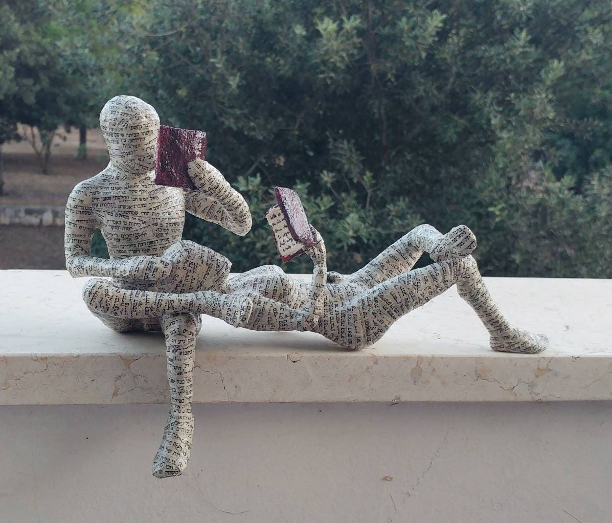 Paper Mache Sculpture, Reading Couple, Reading Woman, Reading Man ...