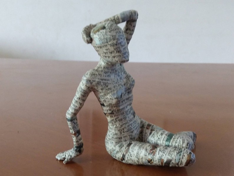 Paper mache sculpture Woman sculpture book lover gift | Etsy