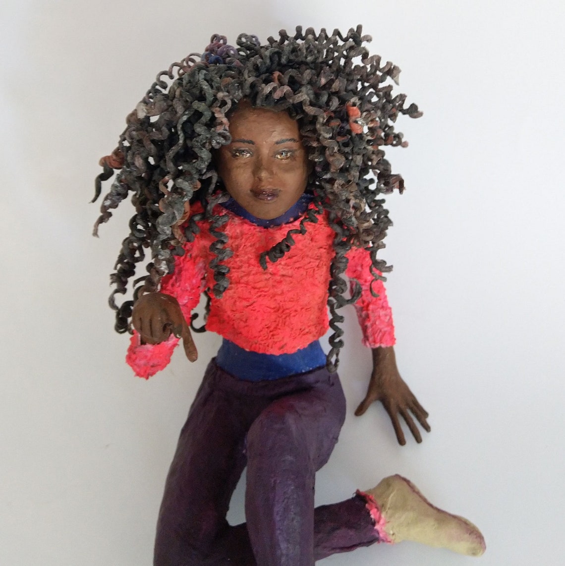Curly Girl Paper Mache Sculpture - Etsy
