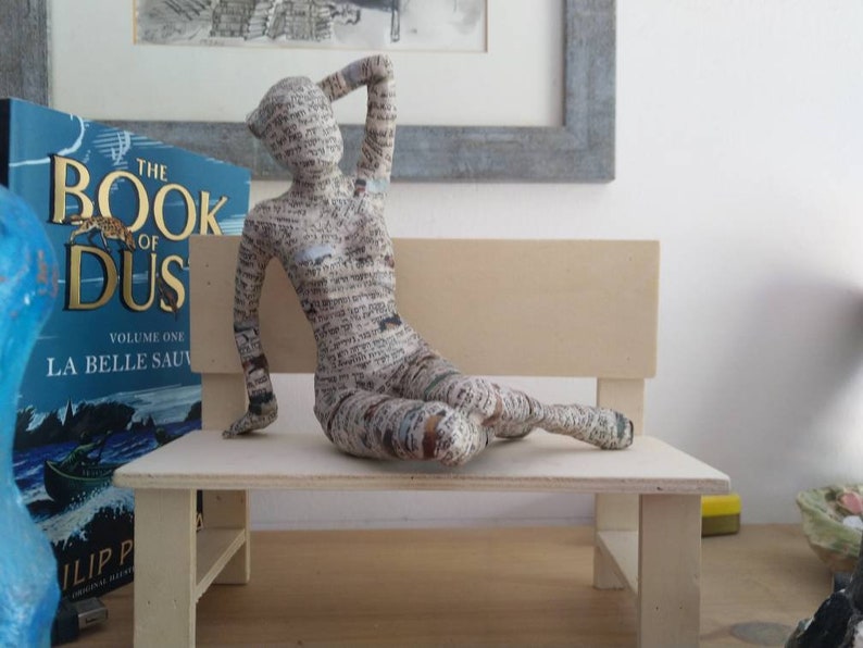 Paper mache sculpture Woman sculpture book lover gift | Etsy