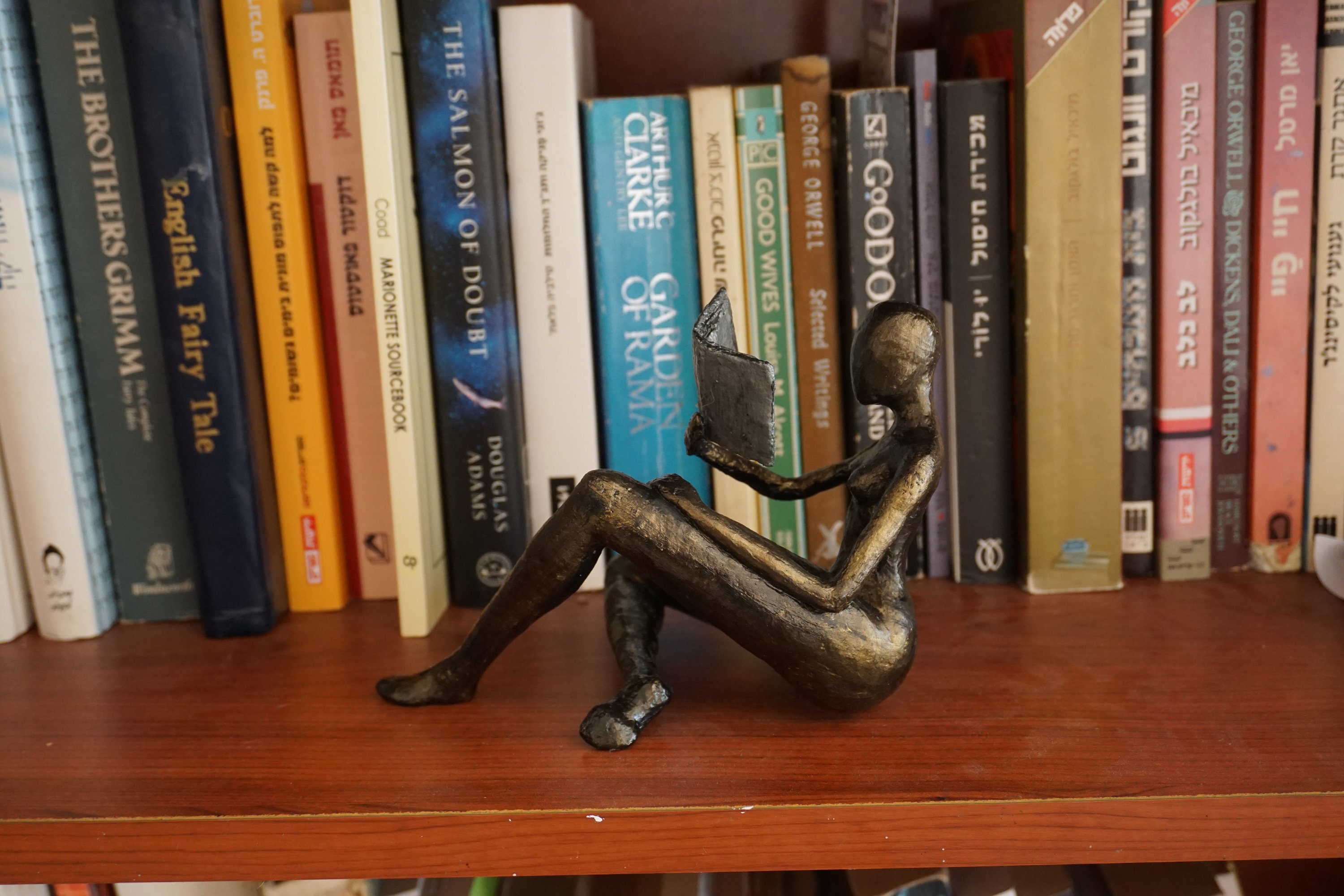 Reading Woman, Papier Mache, Bronze-like, Collectible Item, Ooak ...