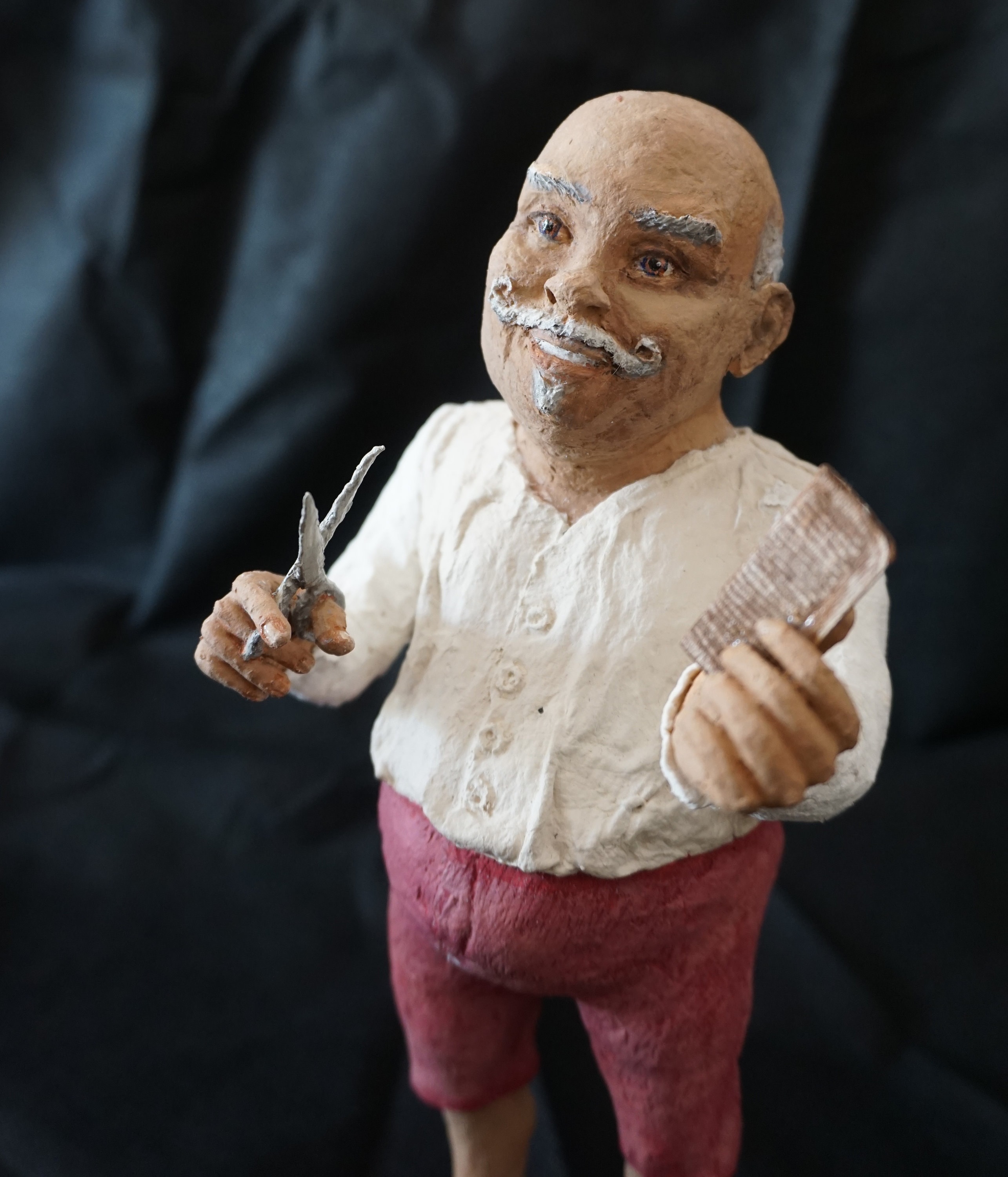 Paper Mache Sculpture the Bald Barber - Etsy