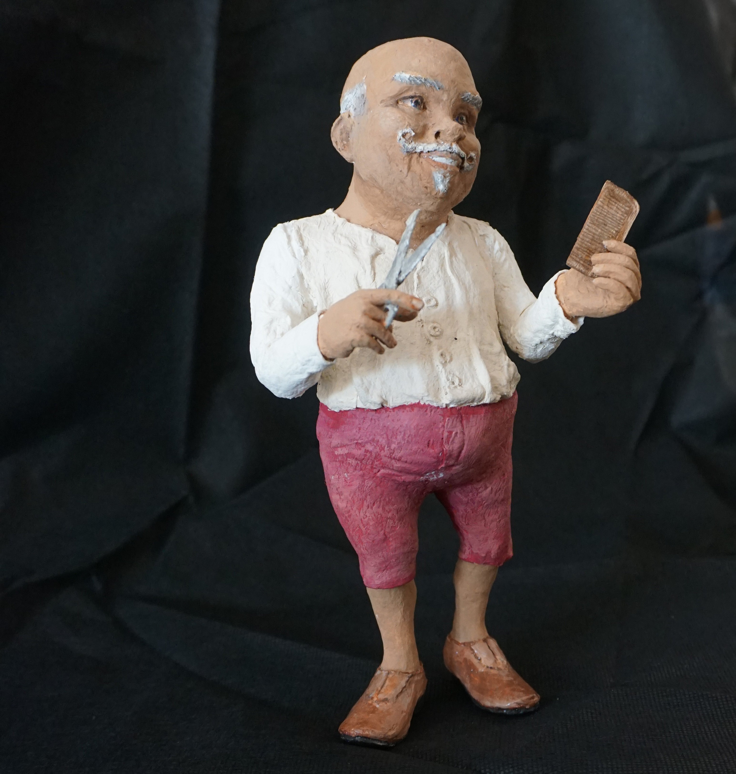 Paper Mache Sculpture the Bald Barber - Etsy