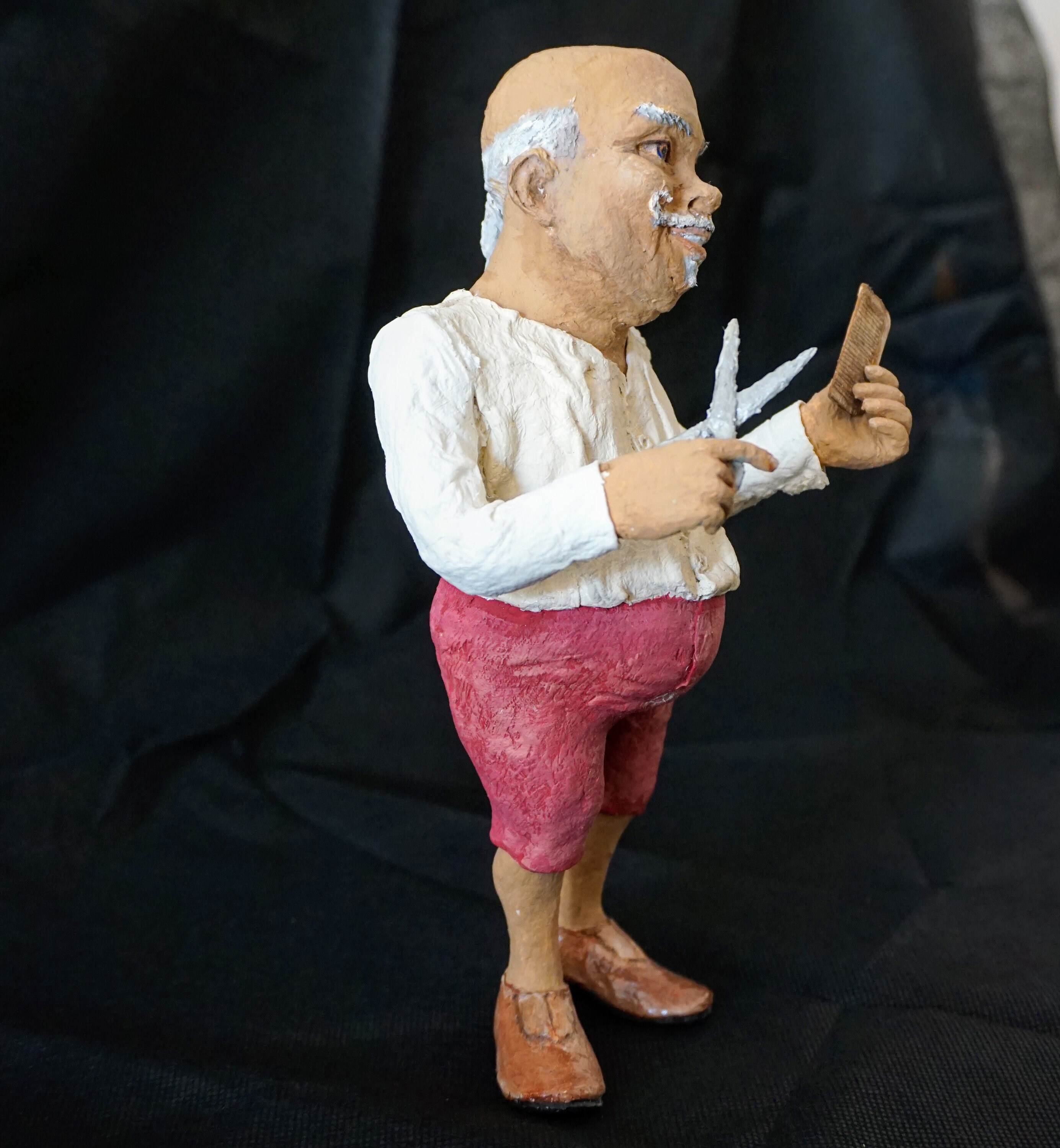 Paper Mache Sculpture the Bald Barber - Etsy