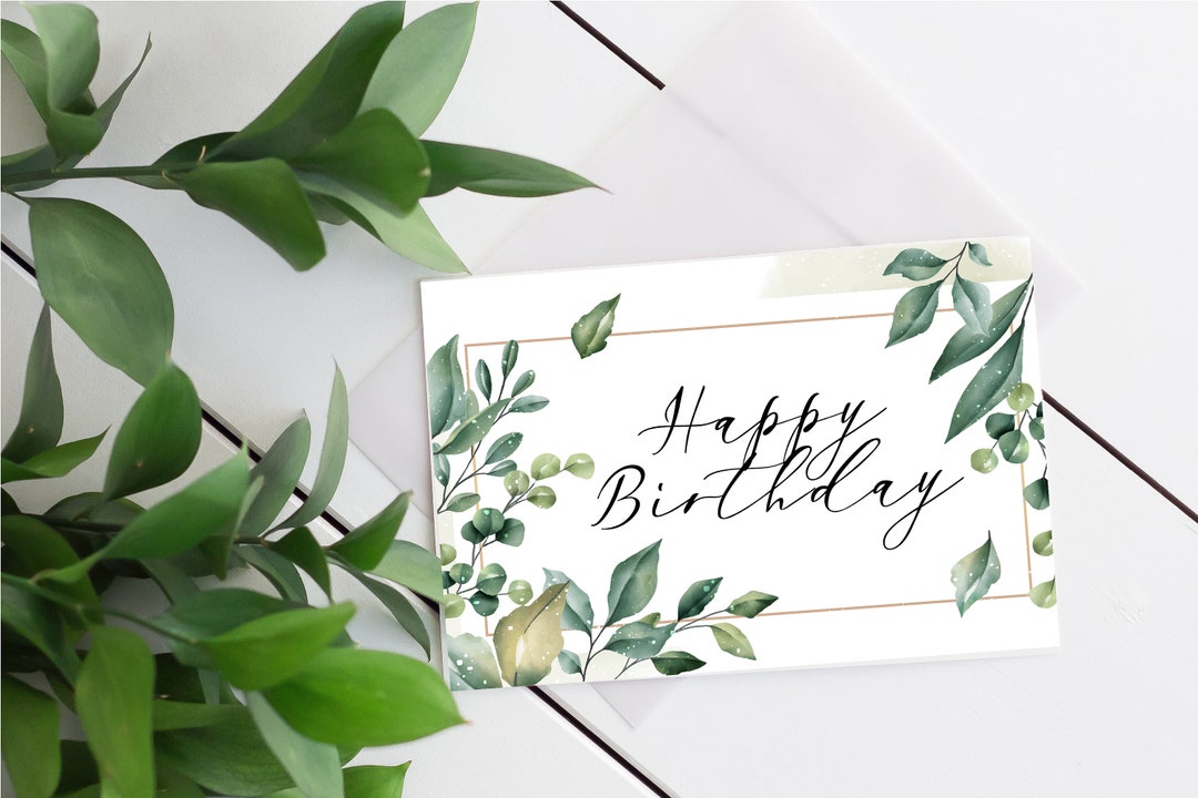 Green Happy Birthday Card Events Digital Download. - Etsy