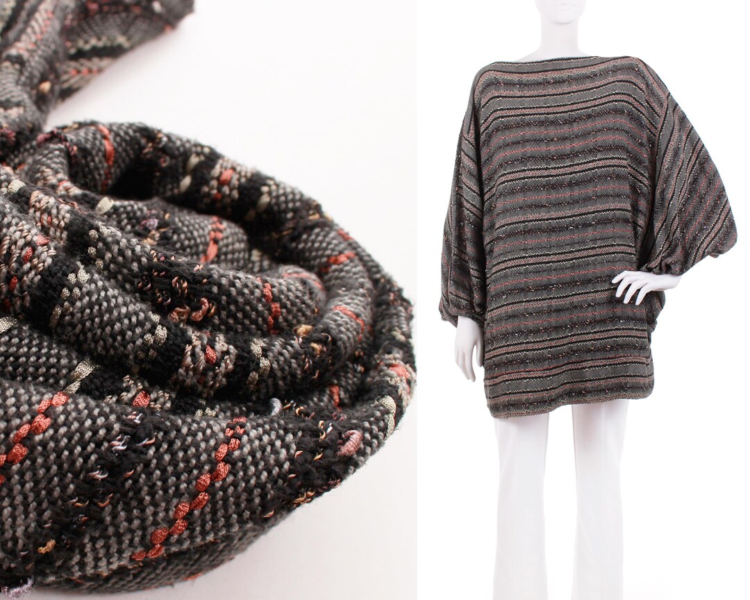 Barbara Weissman Handwoven Fiber Artist Heavy Knit Batwing Top Size ...