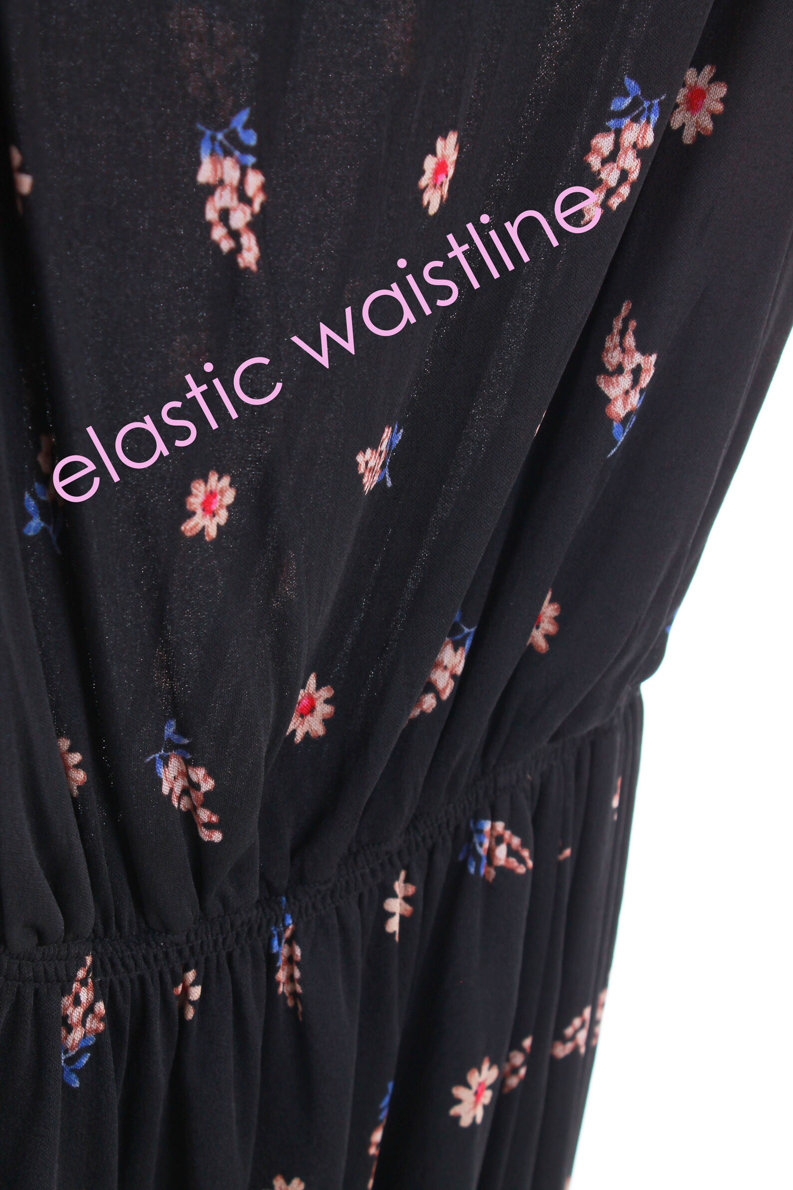 Vintage Gibi Roma Slinky Black Floral Pleated Mid Length Dress | Etsy