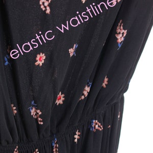 Vintage Gibi Roma Slinky Black Floral Pleated Mid Length Dress Size 8 ...