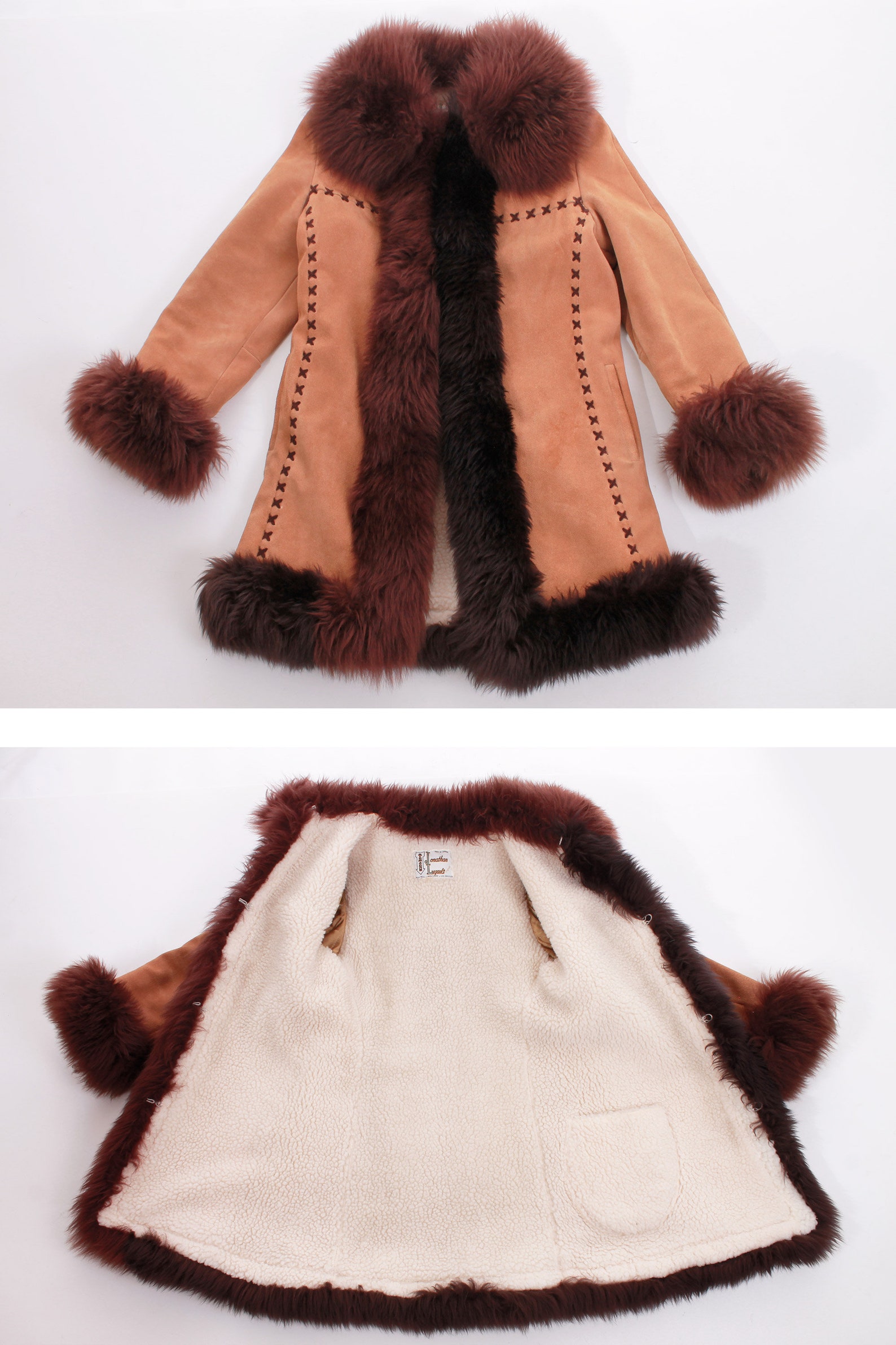Vintage 70s Jonathan Legault Shearling Fur and Suede Brown - Etsy