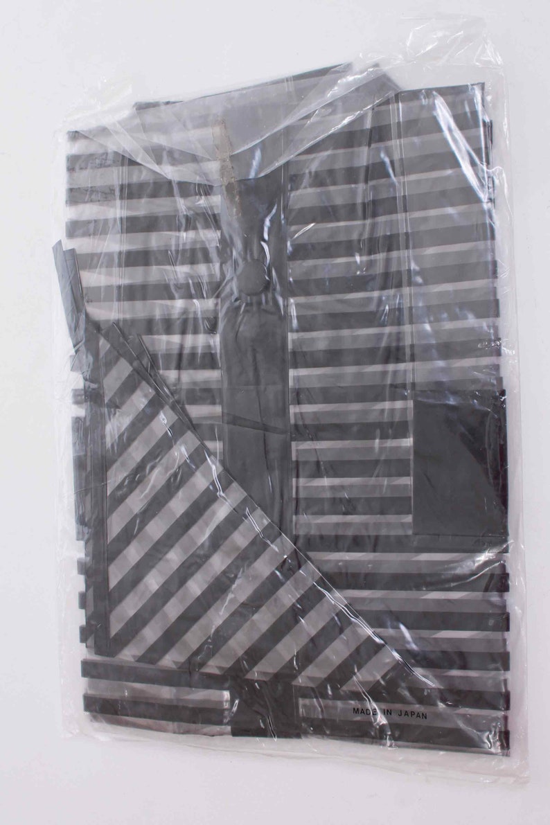 60s Vintage STRIPED VINYL Raincoat With Head Scarf Black and - Etsy