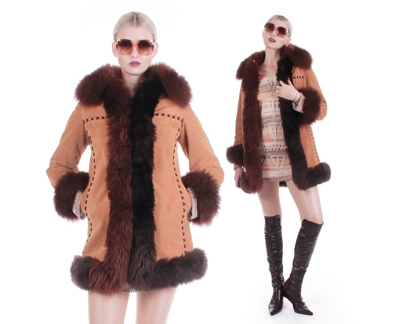 Vintage 70s Jonathan Legault Shearling Fur and Suede Brown - Etsy