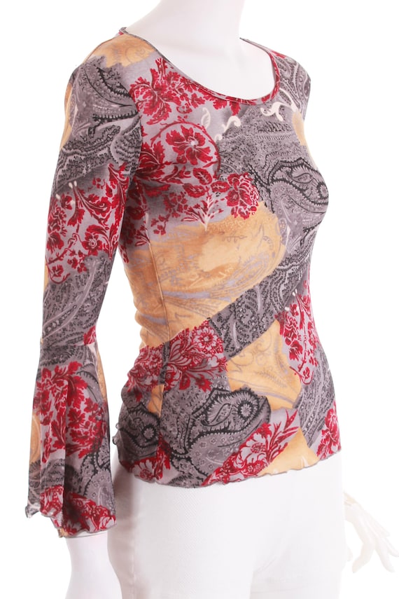 Y2K Sheer Mesh Tattoo Top by Tips USA Women's Size XS… - Gem