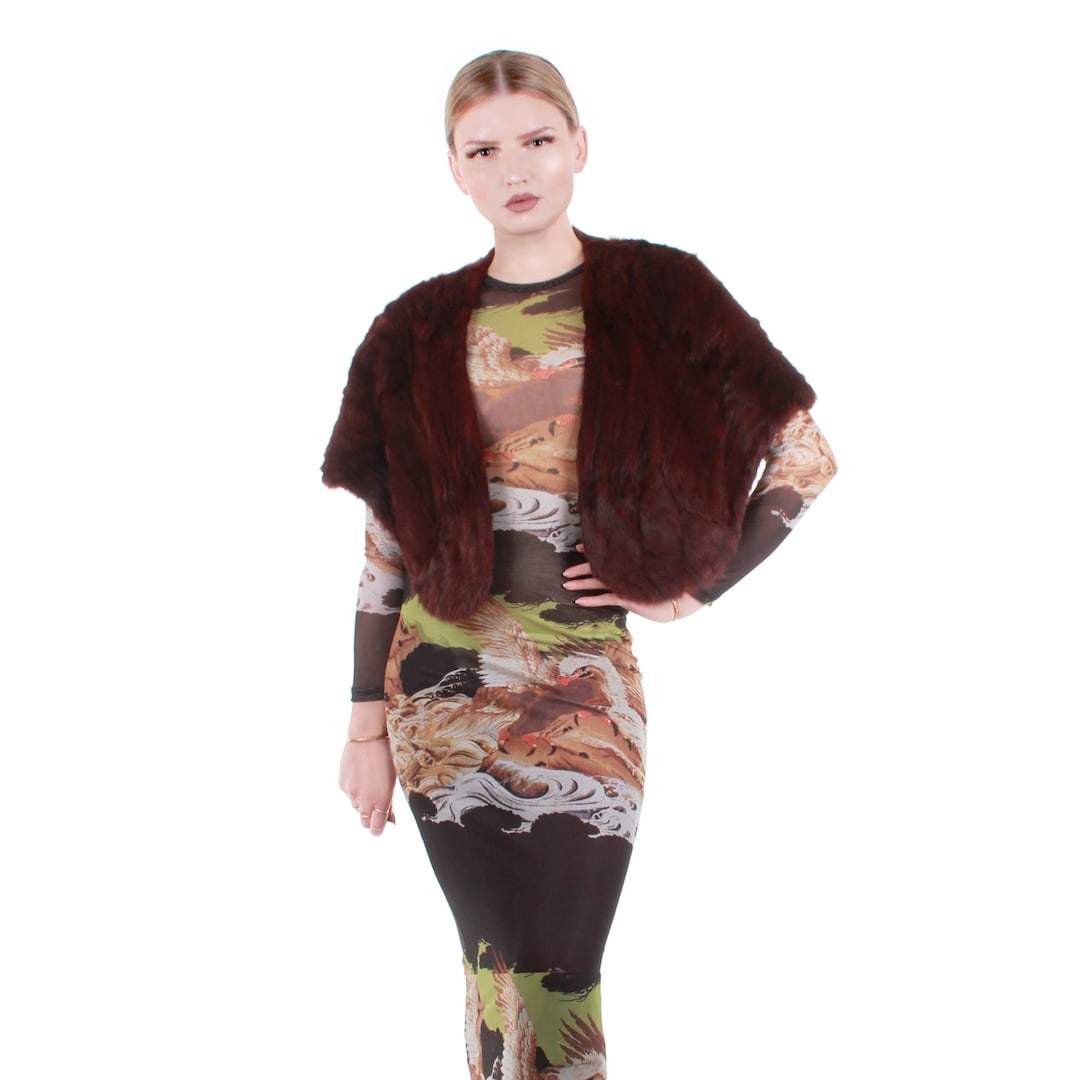 Vintage Alaska Arctic Furs Burgundy Brown Capelet Stole Monogrammed BMB ...