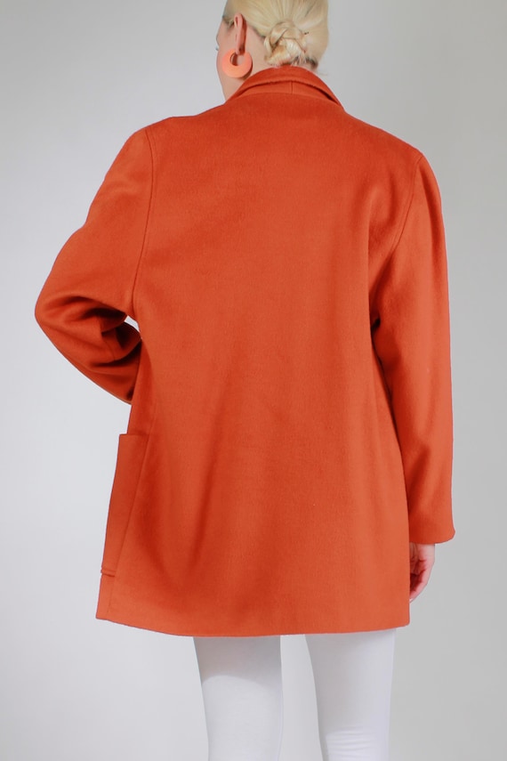 Vintage 1980s Pumpkin ORANGE WOOL Boxy Blazer Jacket … - Gem