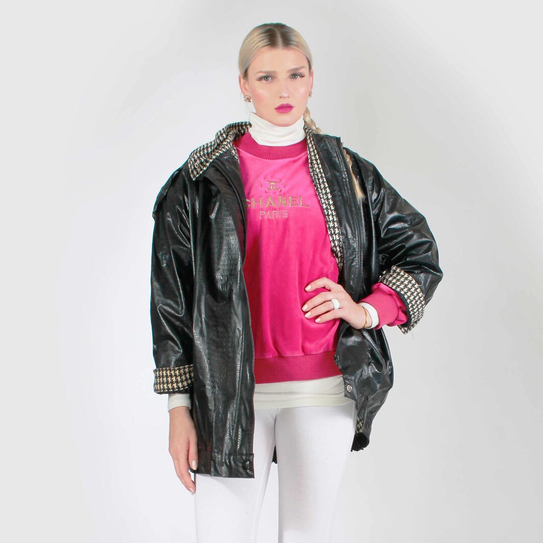 1980s Vintage Wippette by Kenn Sporn Black PVC Vinyl Flannel Lined ...