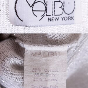 Y2K 1990s Silver Metallic Lurex Knit Bodycon Dress MALIBU Made in the ...