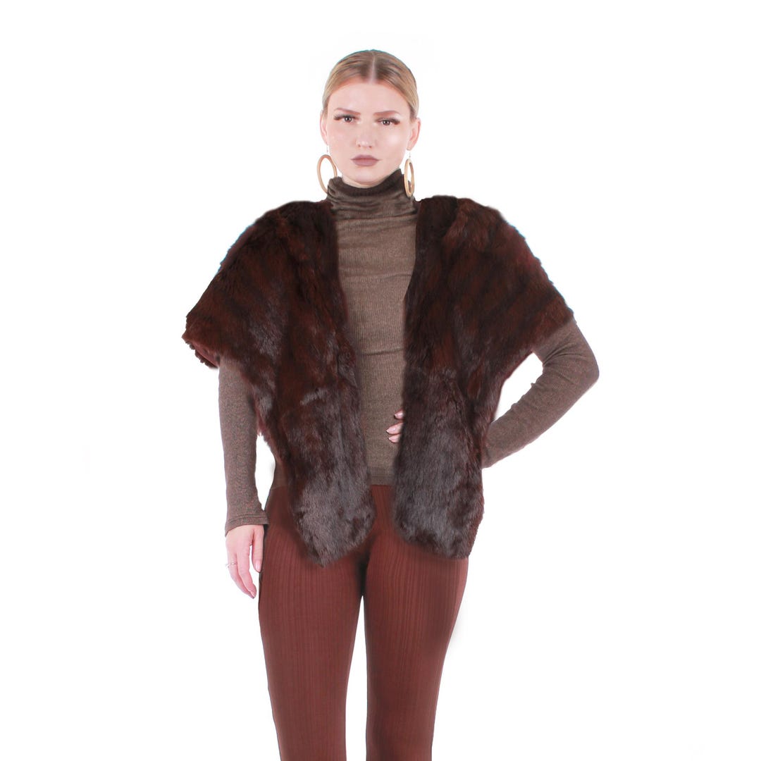Vintage 1950s I.R. Fox New York Fur Shawl in Burgundy One Size Fits All ...