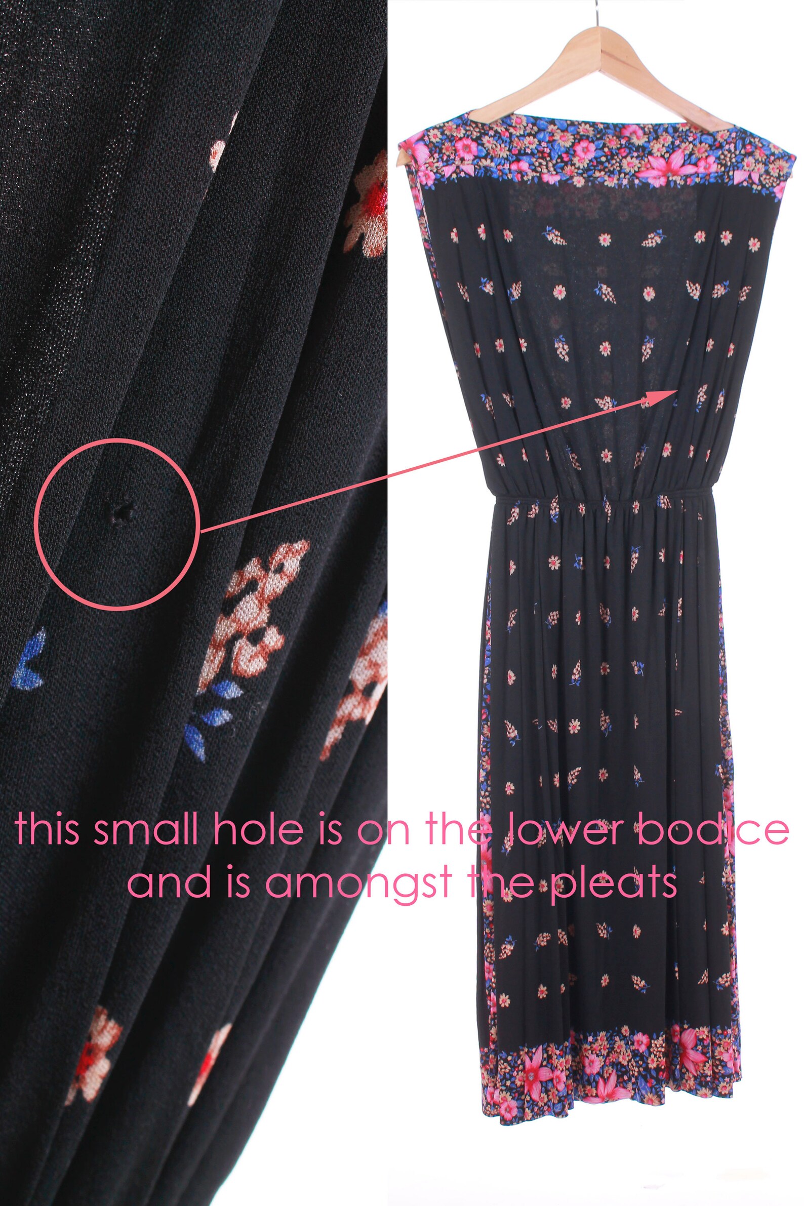 Vintage Gibi Roma Slinky Black Floral Pleated Mid Length Dress | Etsy