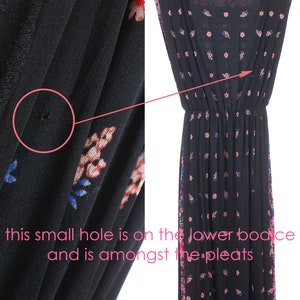 Vintage Gibi Roma Slinky Black Floral Pleated Mid Length Dress Size 8 ...