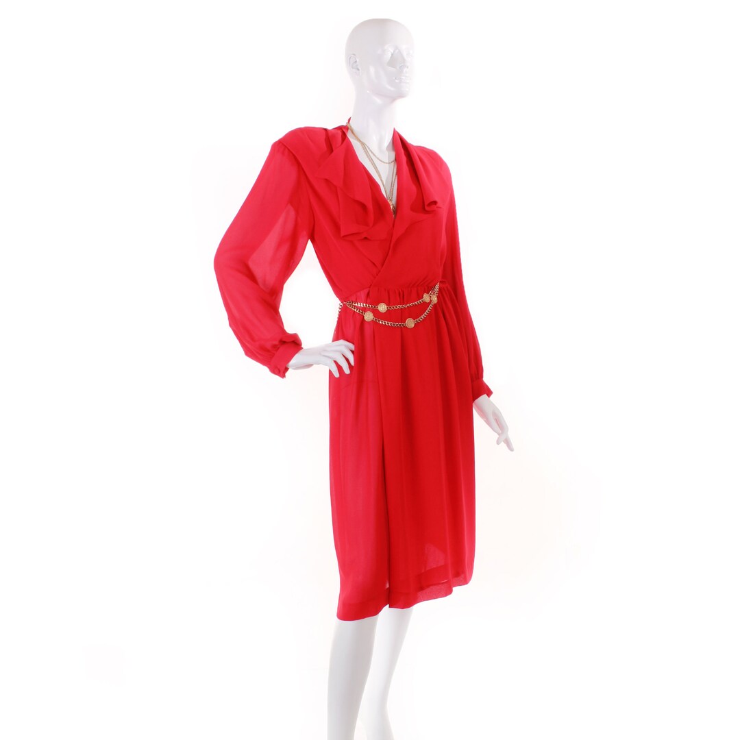 Saks Fifth Avenue Red Semi Sheer Wrap Dress 1980s Vintage Size 14 - Etsy